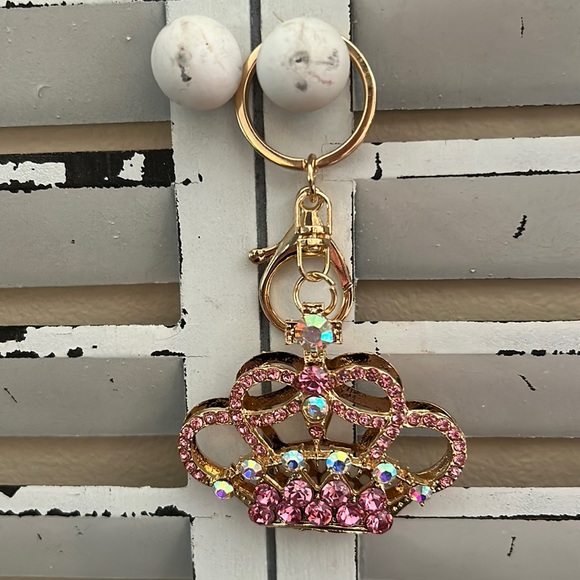 Accessories | Pink Embellished Crown Keychain | Poshmark